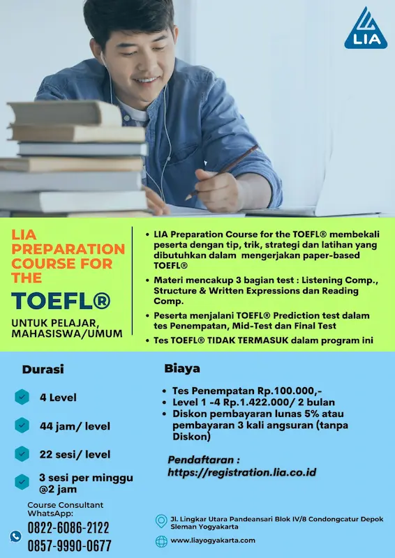 KELAS TOEFL LIA JOGJA